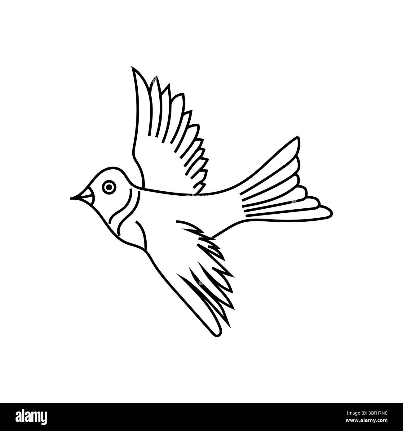 Flying bird silhouette. Minimal wings vector. Simple beak detail ...