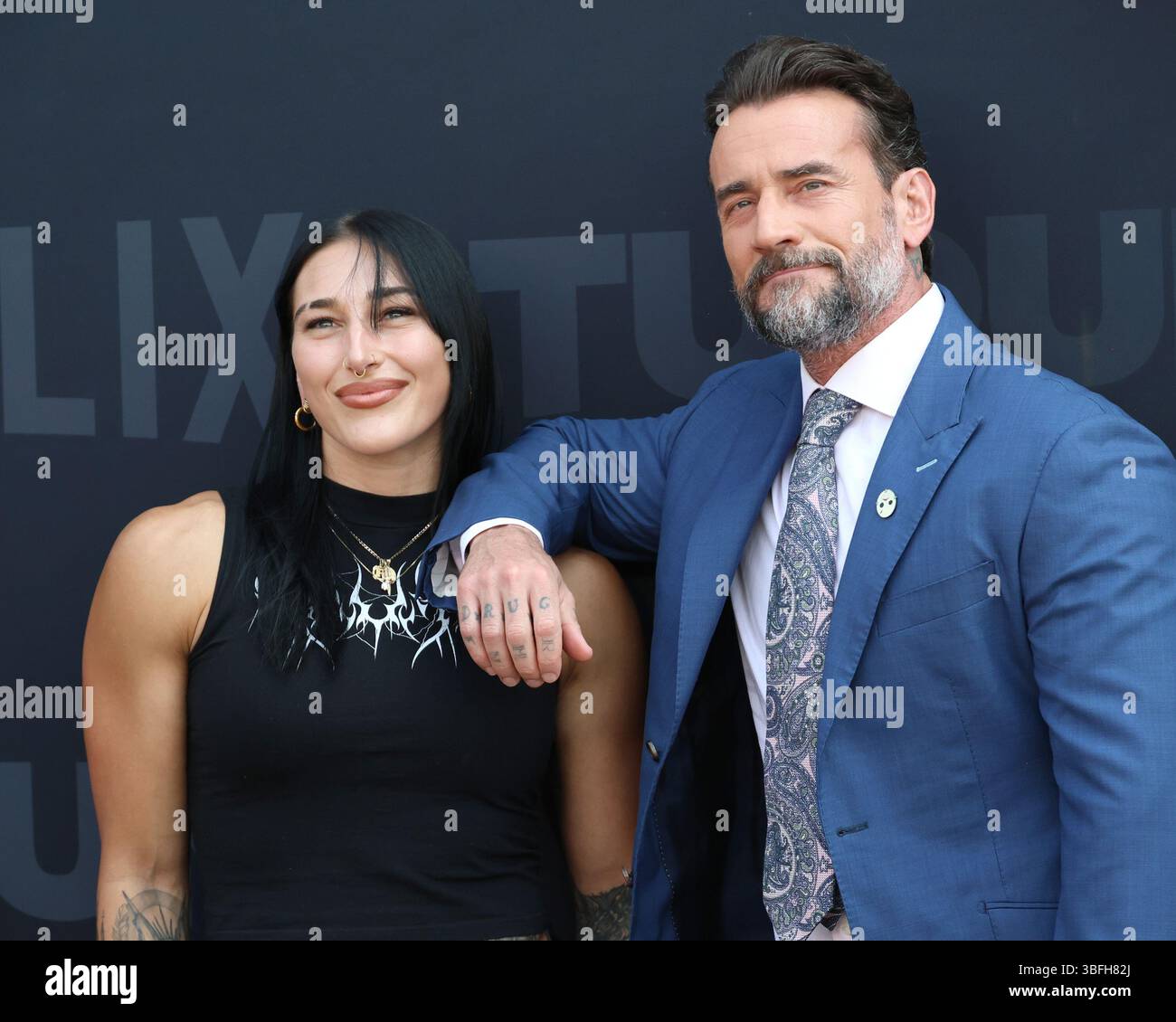 LAS VEGAS - MAY 31: Rhea Ripley, CM Punk at the Netflix Tudum 2025 at ...