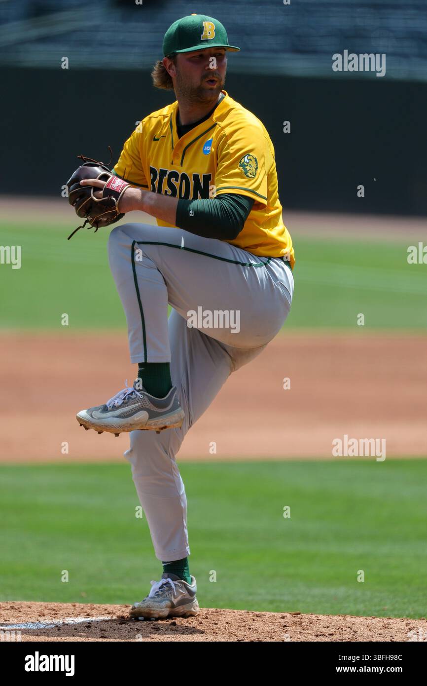June 1, 2025: North Dakota State pitcher Parker Puetz (25) begins his ...