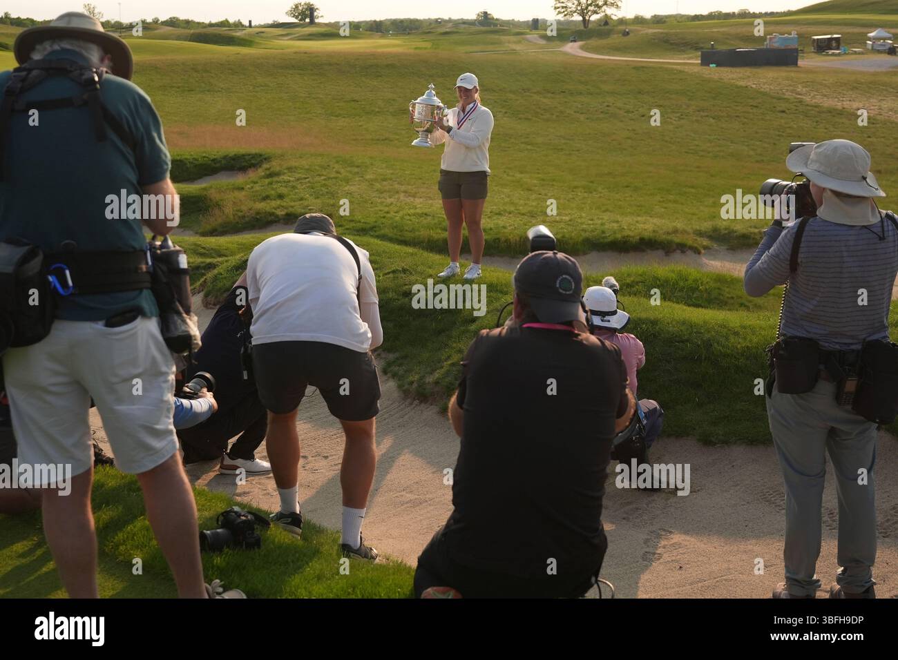 Maja Stark, of Sweden, holds her winning trophy after winning the U.S ...