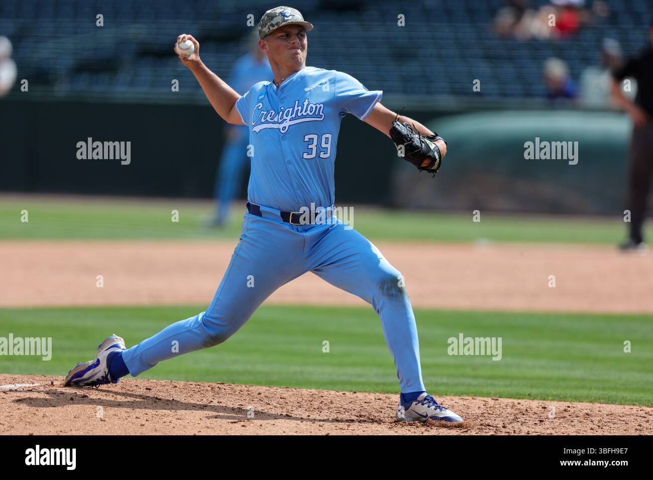 June 1, 2025: Creighton pitcher Henry Prindl (39) prepares to deliver a ...