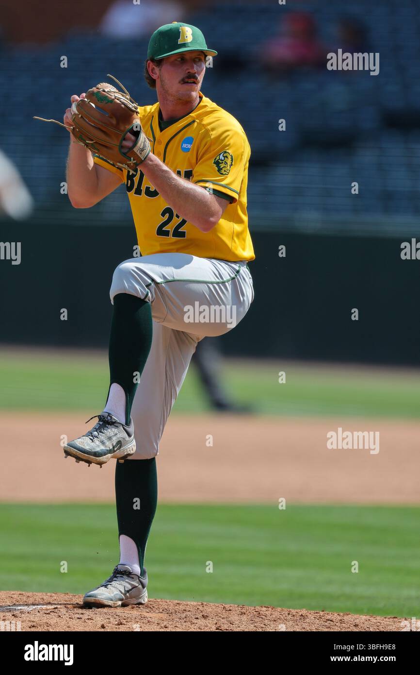 June 1, 2025: Hayden Sylte (22) pitcher for North Dakota State begins ...