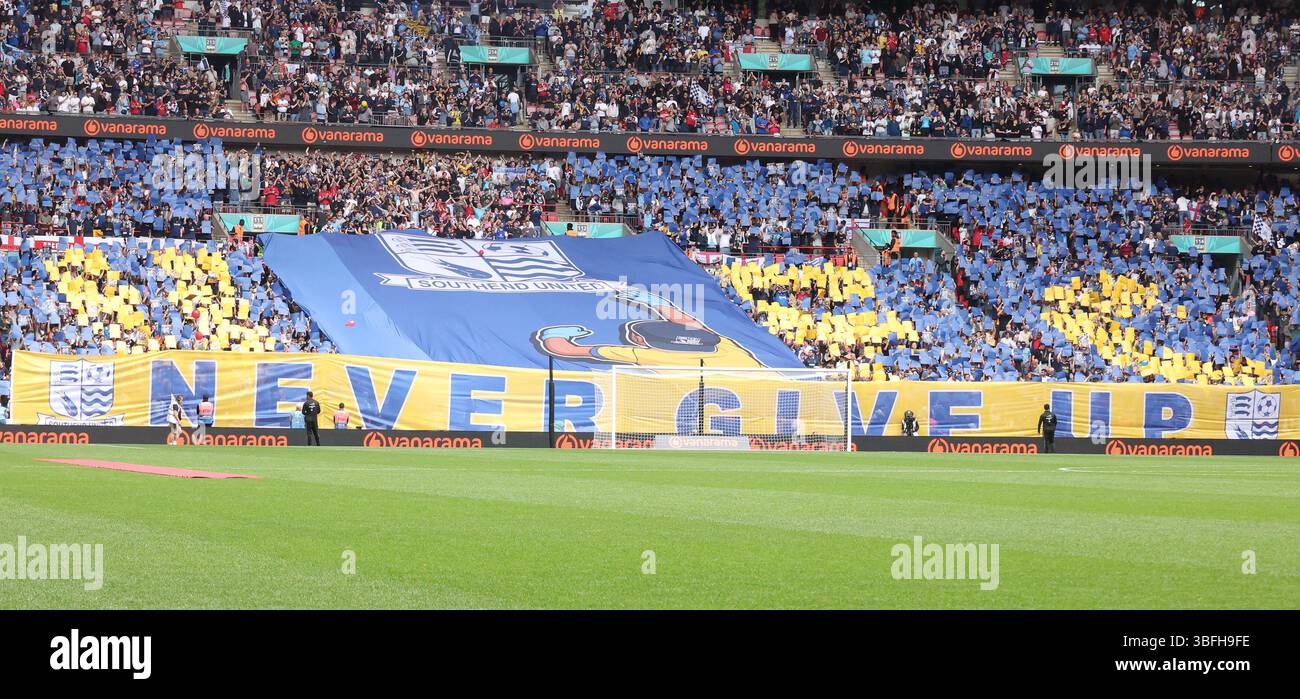 London, UK. 01st June, 2025. Southend United Banner before kick off ...