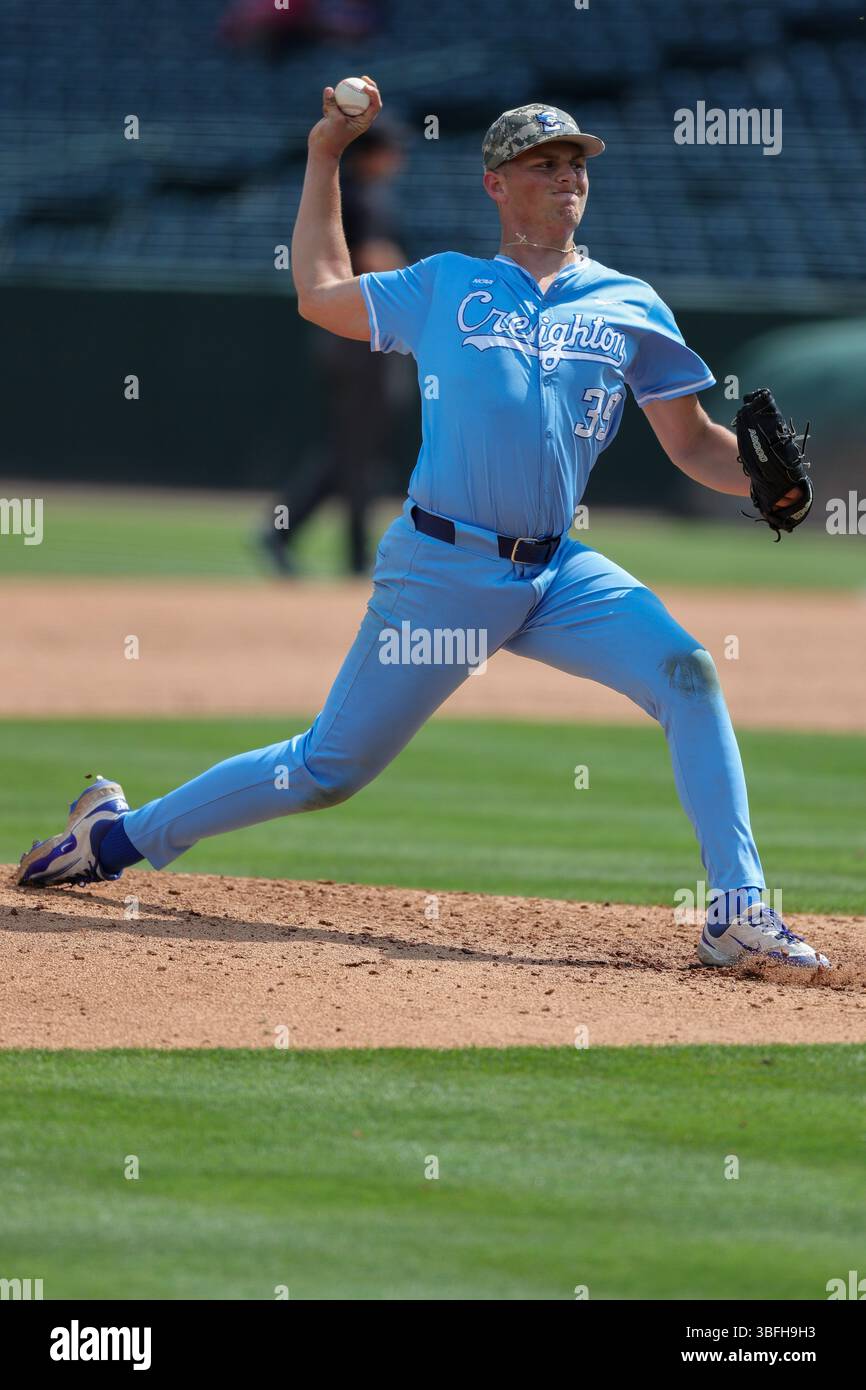 June 1, 2025: Henry Prindl (39) pitcher for Creighton in action on the ...