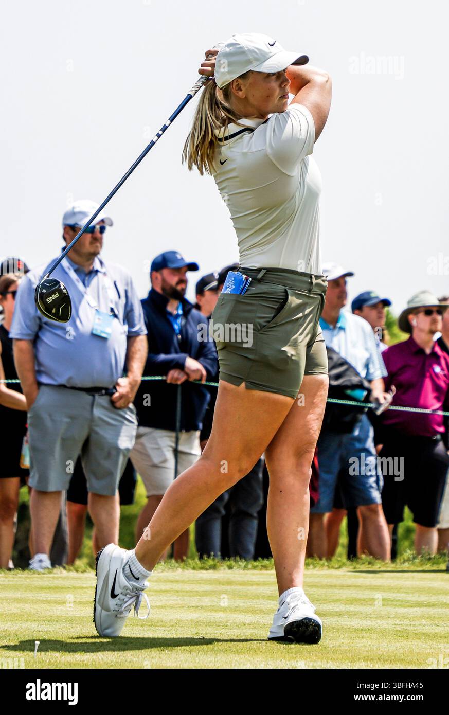 Maja Stark of Sweden hits her tee shot on the 3rd hole during the ...