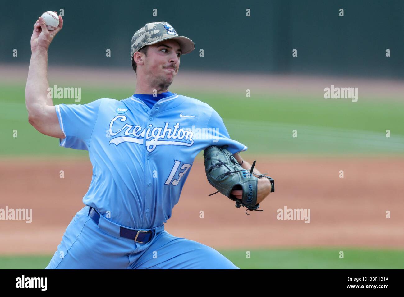 June 1, 2025: Bluejays pitcher Jack Pineau (13) prepares to deliver a ...