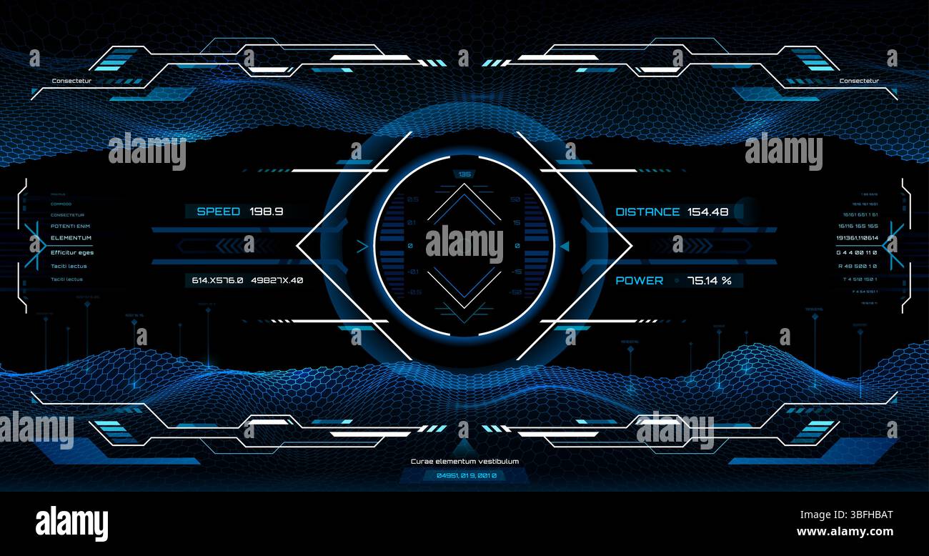 Sci Fi game screen, military aircraft cockpit interface, aim target ...