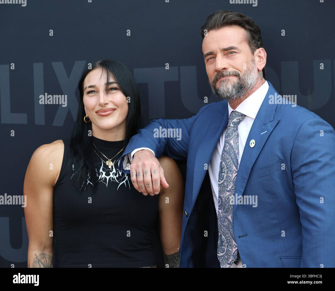May 31, 2025, Los Angeles, Ca, USA: LAS VEGAS - MAY 31: Rhea Ripley, CM Punk at the Netflix ...