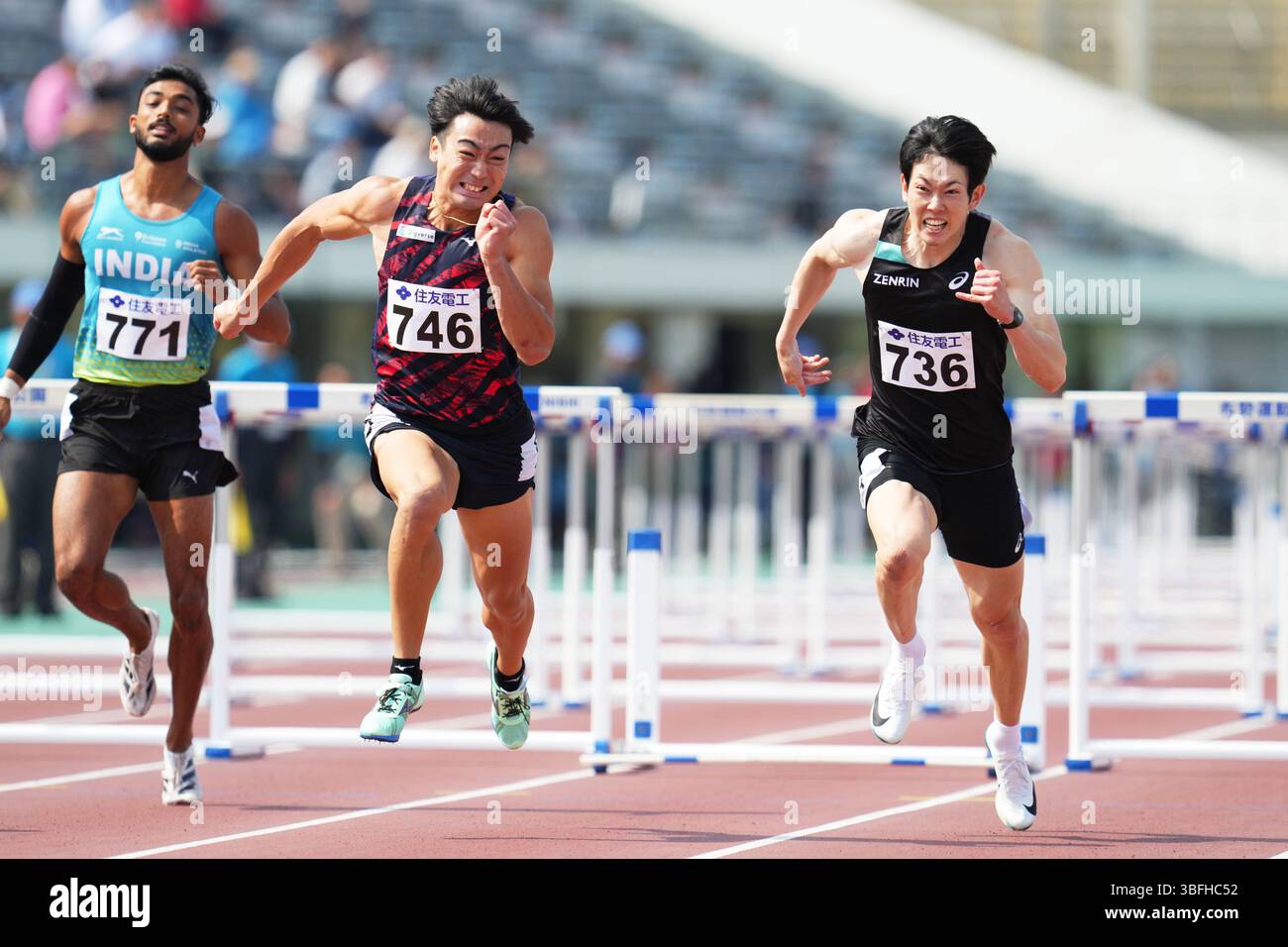 Tottori, Japan. 1st June, 2025. (L-R) Taiga Yokochi, Shunya Takayama ...