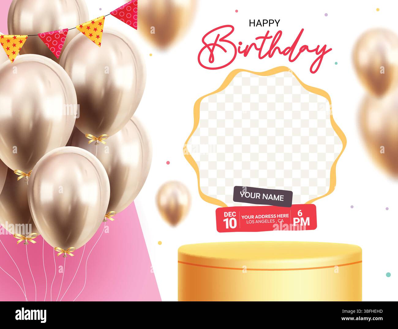 Birthday invitation card template clipart. Happy birthday greeting text ...