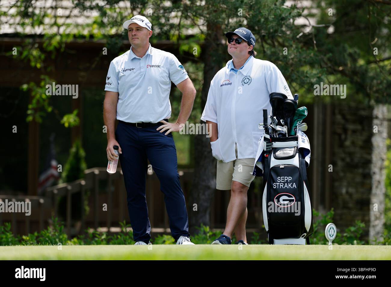 DUBLIN, OH - JUNE 01: Sepp Straka (USA) with caddie Sam Straka at the ...