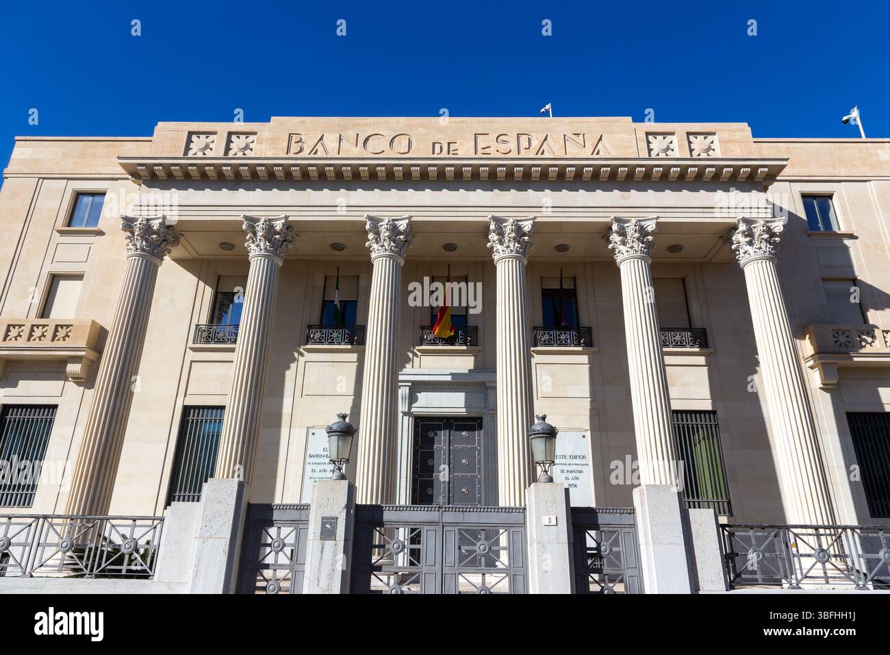 Banco De Espana Spanish Central Bank Exterior Facade, Building Entrance ...