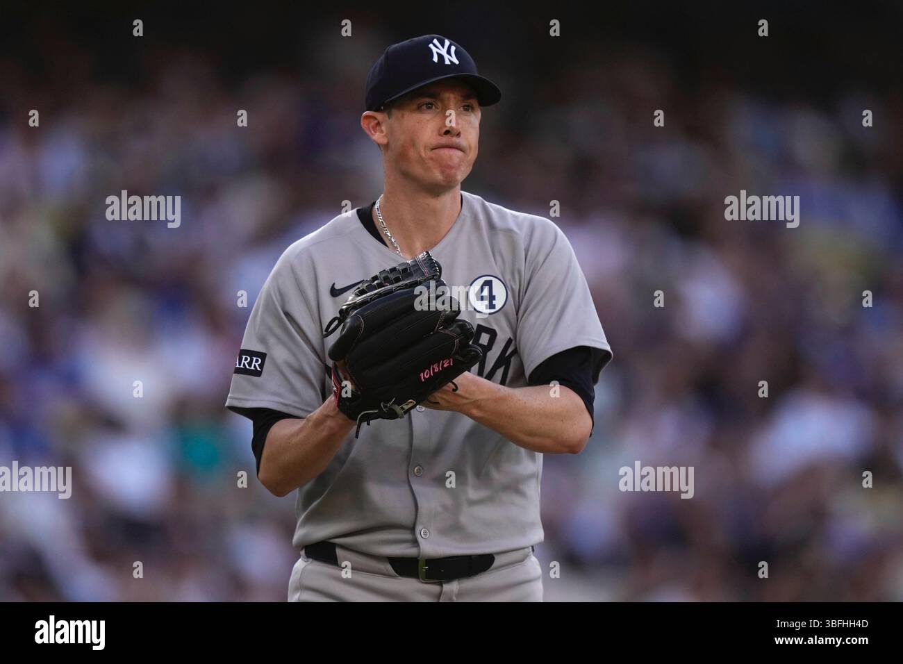 New York Yankees' Ryan Yarbrough celebrates after striking out Los ...