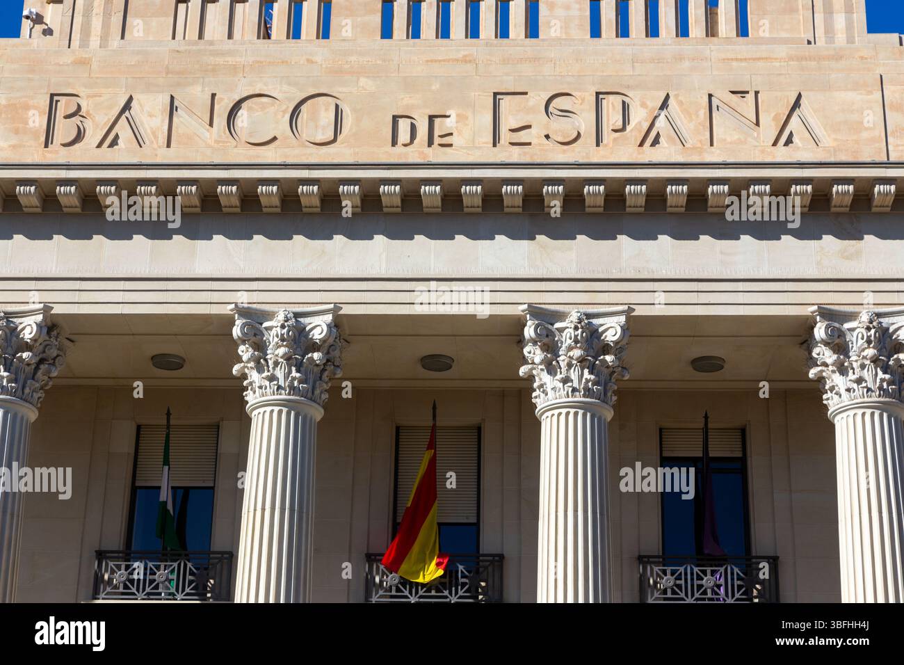 Banco De Espana Spanish Central Bank Exterior Facade, Building Entrance ...