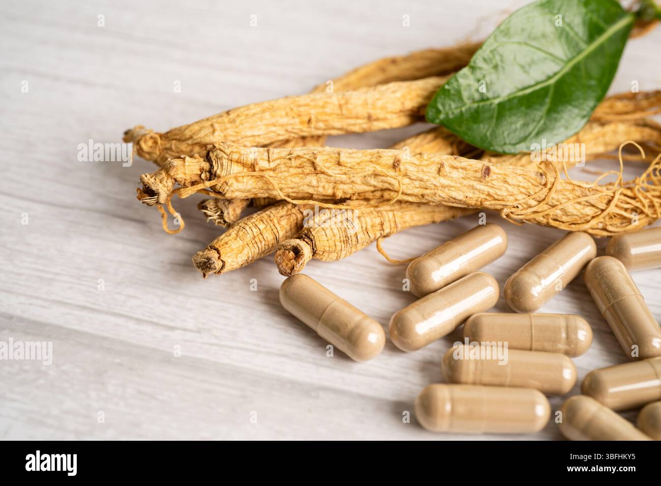 Ginseng, dried vegetable herb. Healthy food famous export food in Korea ...