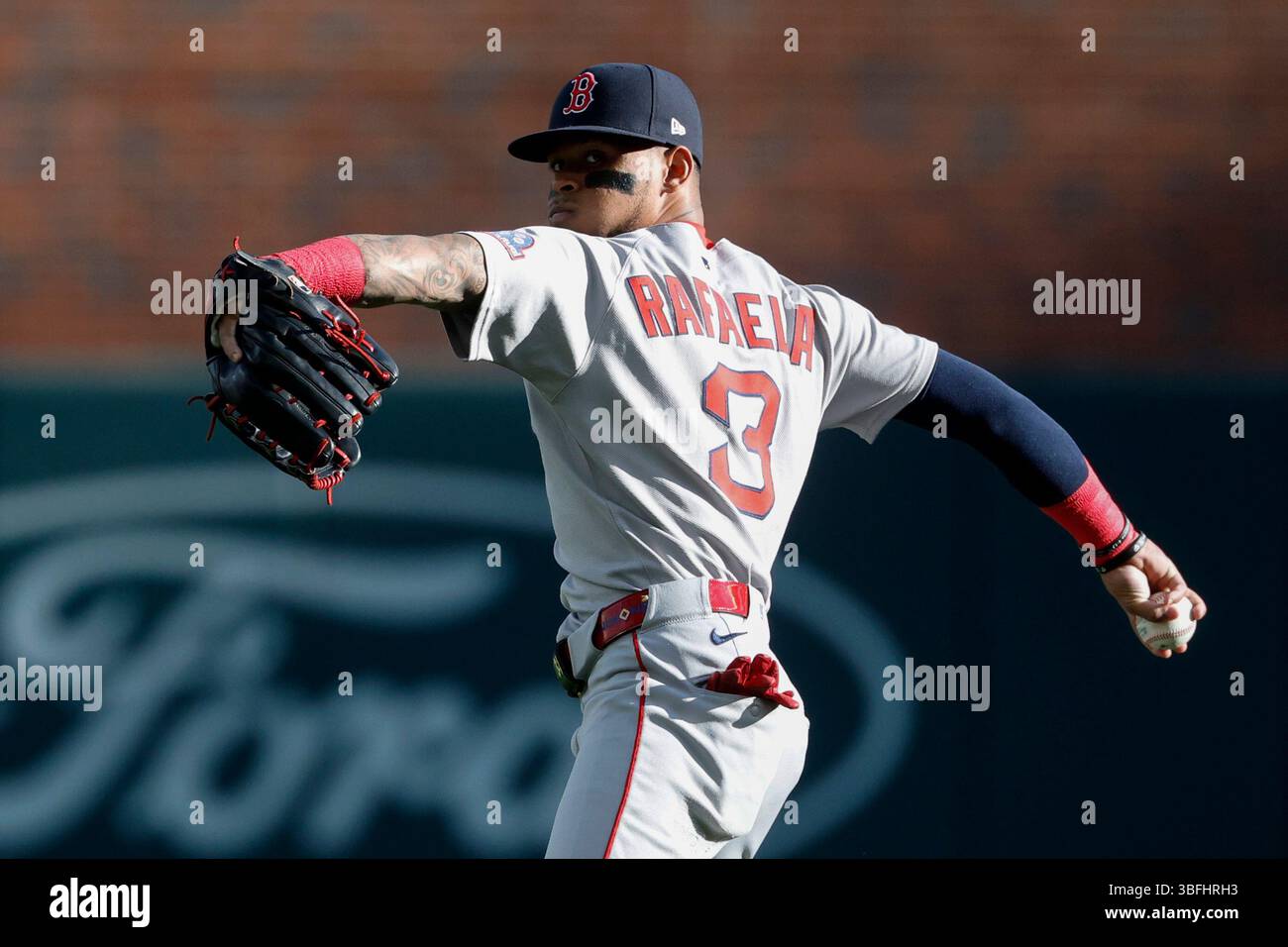 Boston Red Sox's Ceddanne Rafaela warms up before a baseball game ...