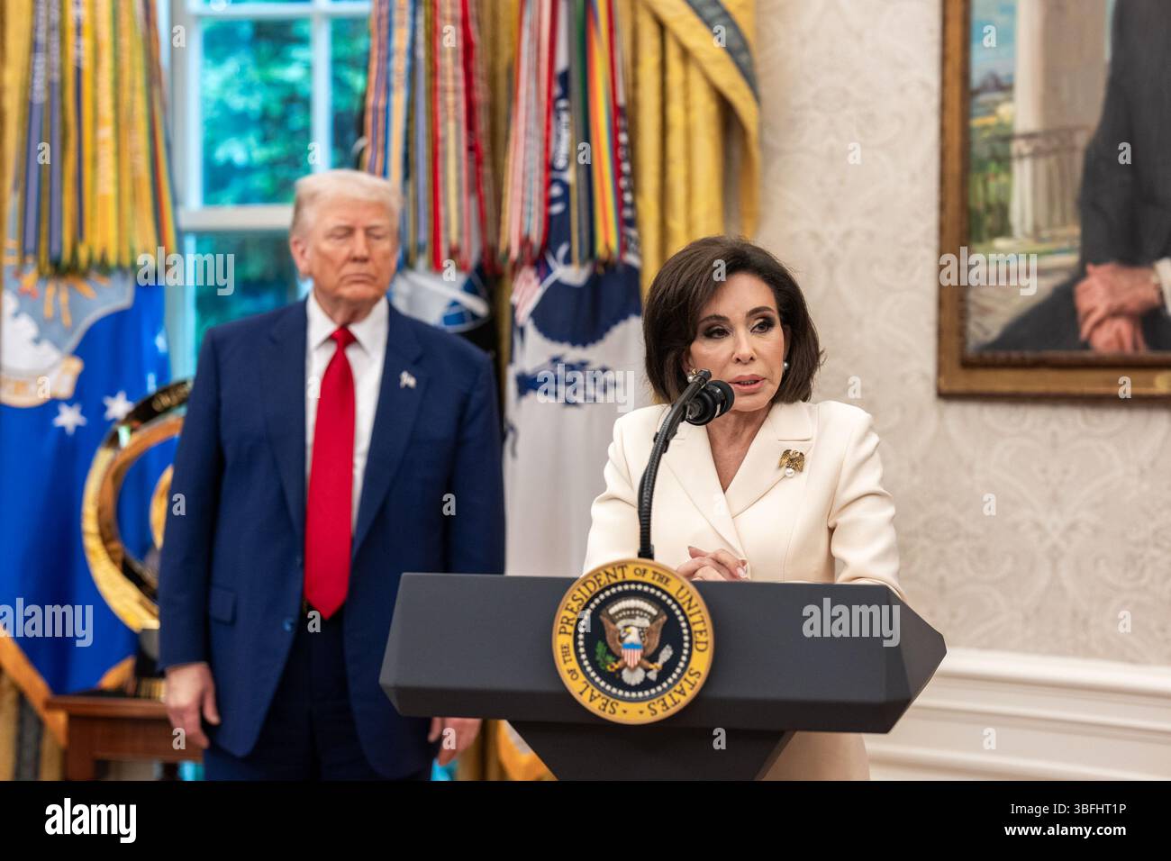 Interim U.S. Attorney for the District of Columbia Jeanine Pirro gives remarks after her ...
