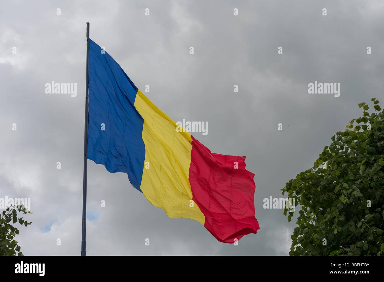 Bistrita, Romania, Romanian flag in the wind, 2025 Stock Photo - Alamy