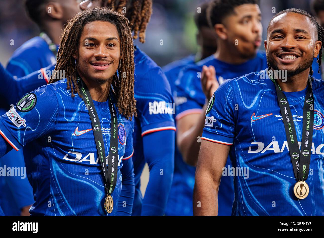 Wroclaw, Poland. 28th May, 2025. Mathis Amougou (L) and Christopher ...