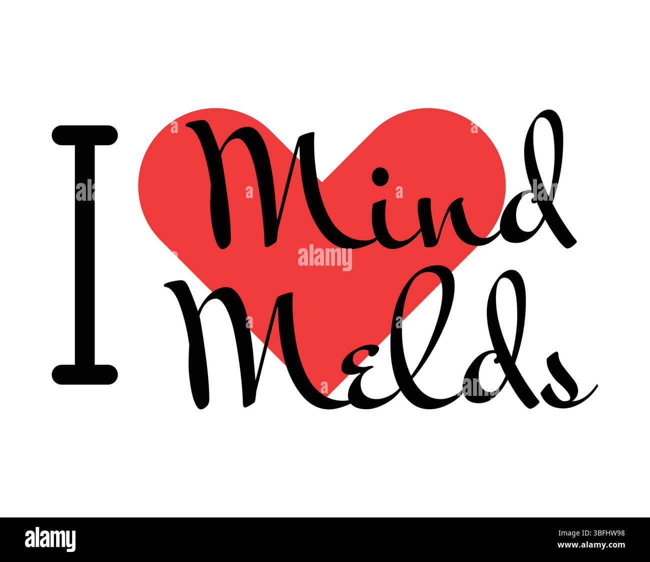 I love Mind Melds creative slogan. Hand drawn letters with red heart ...