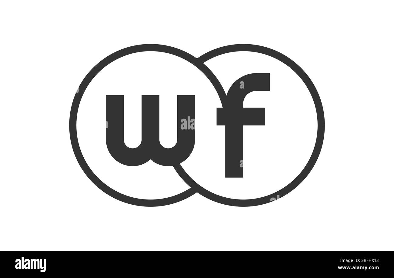 WF business company emblem with outline rounds and letters w f. Logo ...