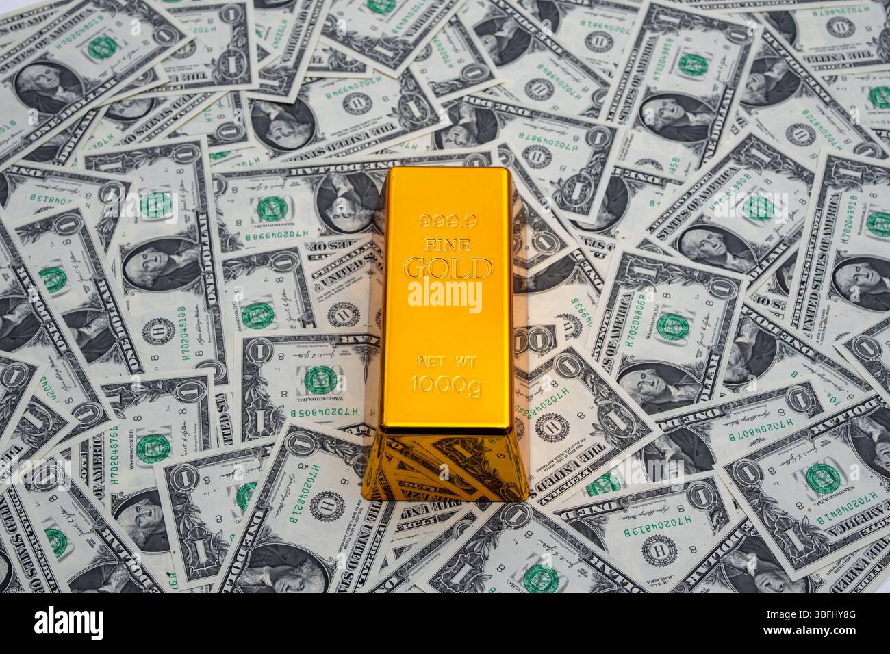 Gold bars. Dollar bills with gold bars. Cash money. Finance and banking ...