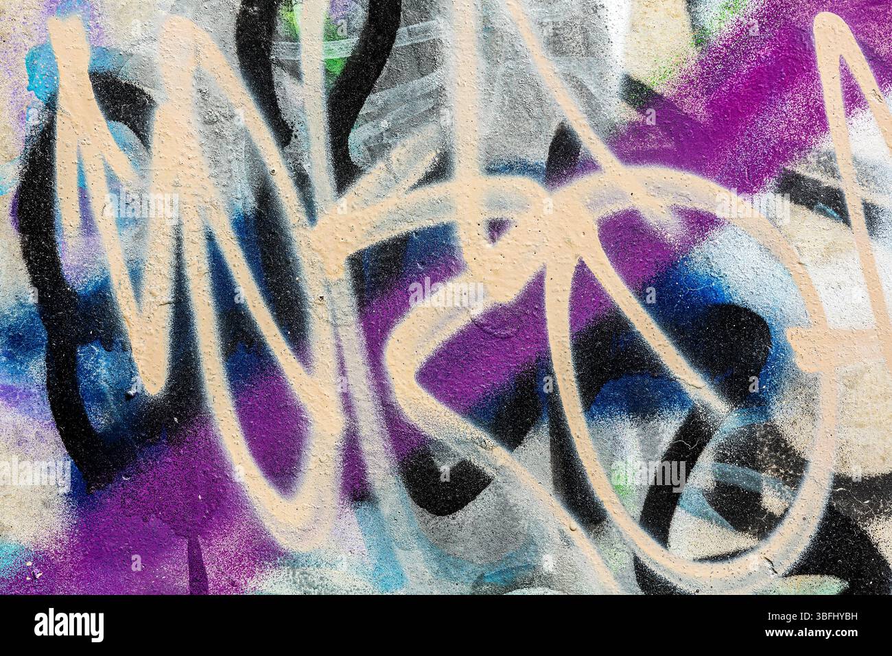 old plaster wall with graffiti painting. modern urban street art or ...