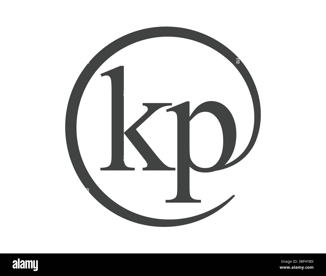 KP logo from two letter with circle shape email sign style. K and P ...