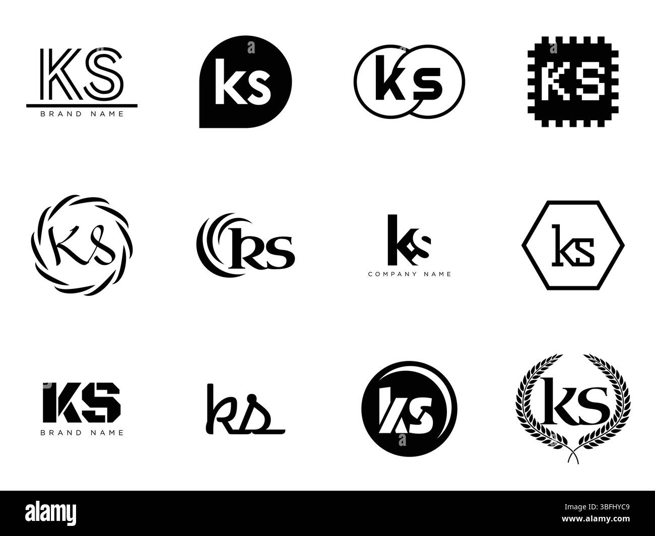 KS logo company template. Letter k and s logotype. Set different ...