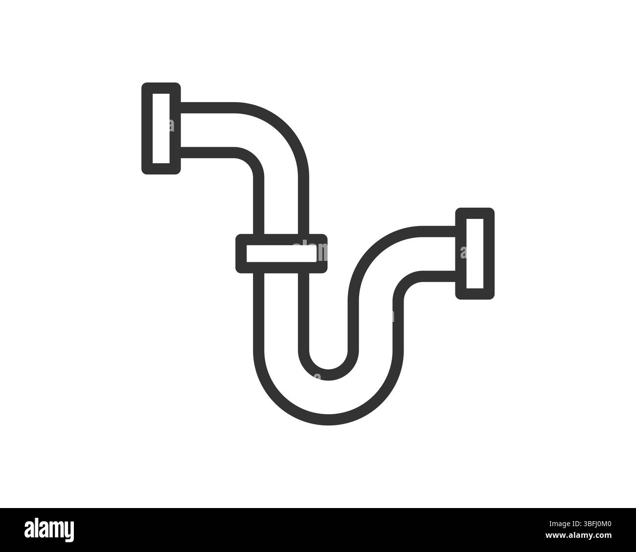 Clean line art illustration of a plumbing trap. Symbol for sanitation ...