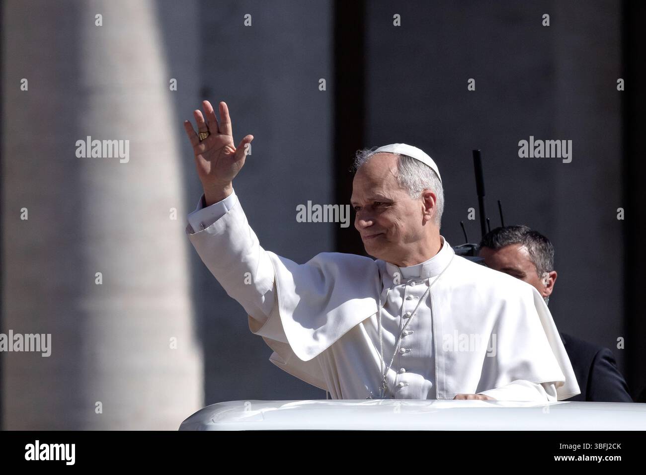 Vatican City, Vatican. 01st June, 2025. Pope Leo XIV arrives in his popemobile before ...