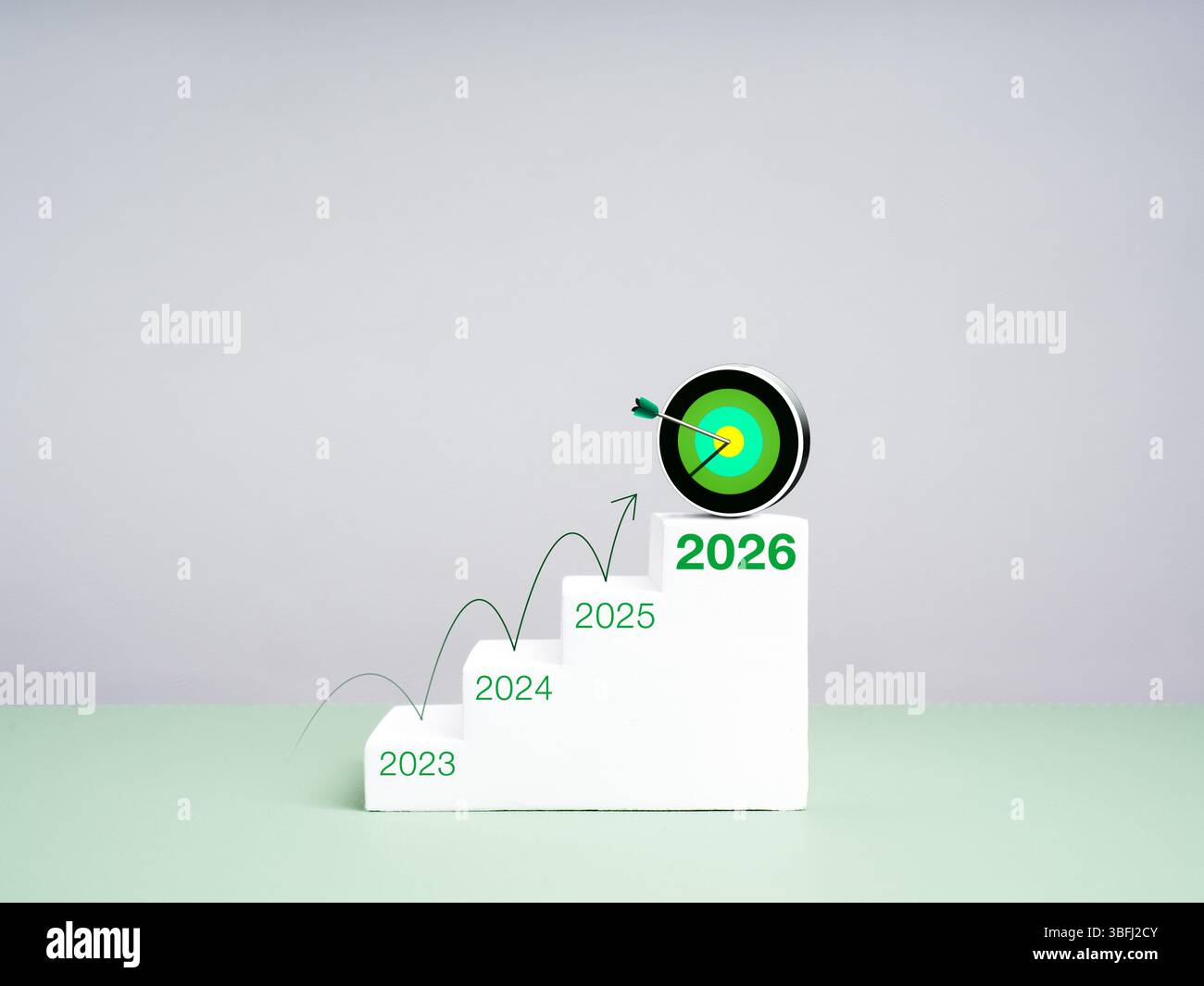 2026 Business growth, goal and success concept. Jumping arrow on 2023 ...