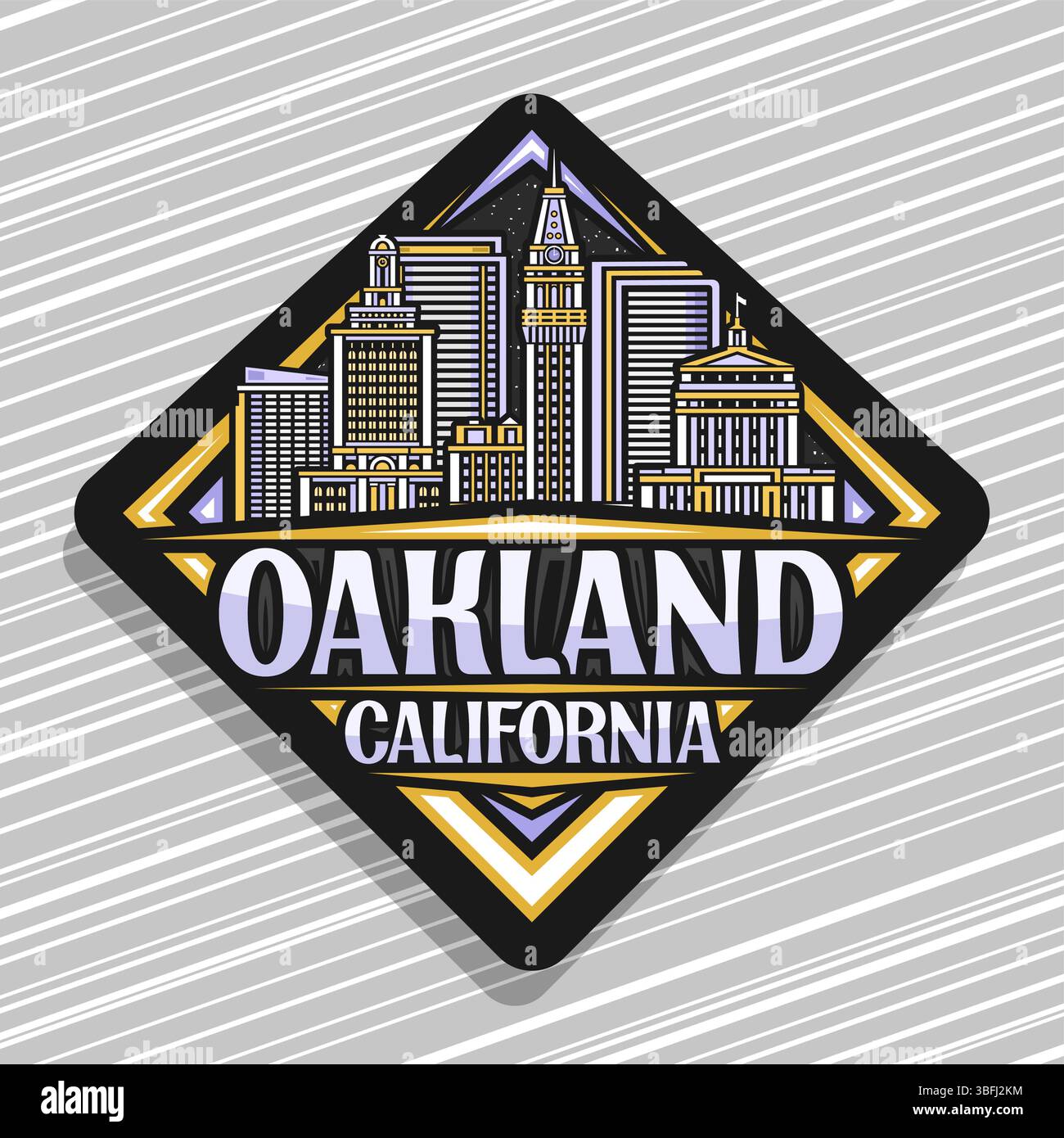 Vector logo for Oakland, black decorative rhomb road sign with line ...