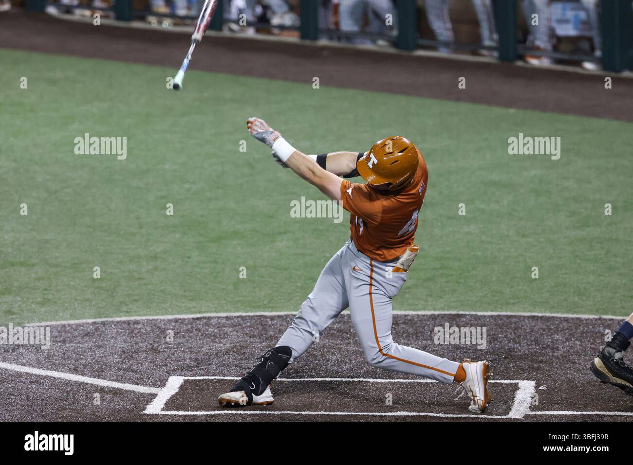 AUSTIN, TX - JUNE 01: Texas outfielder Max Belyeu (44) loses grip on ...