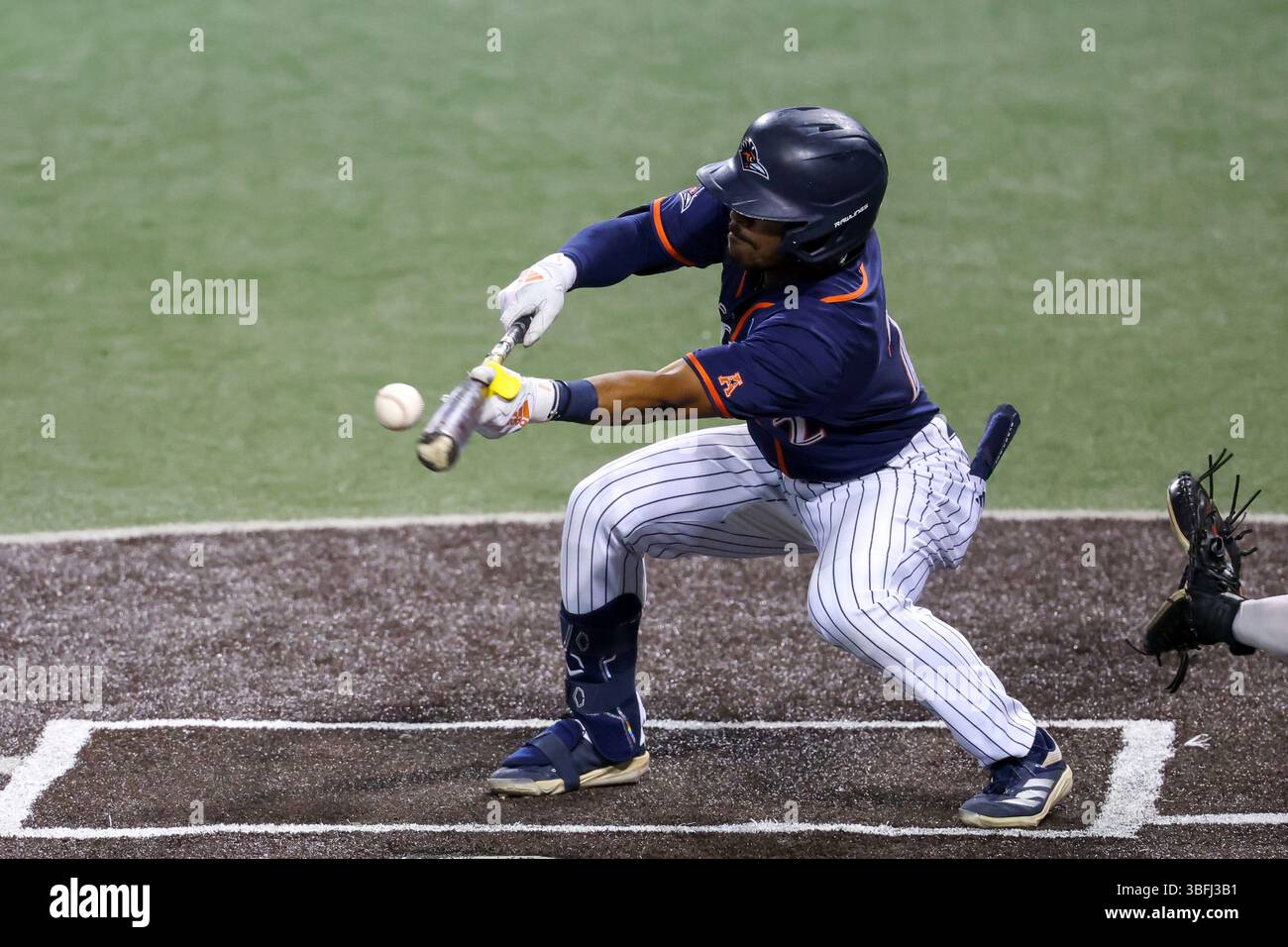 AUSTIN, TX - JUNE 01: UTSA infielder Jordan Ballin (2) bunts the ball ...