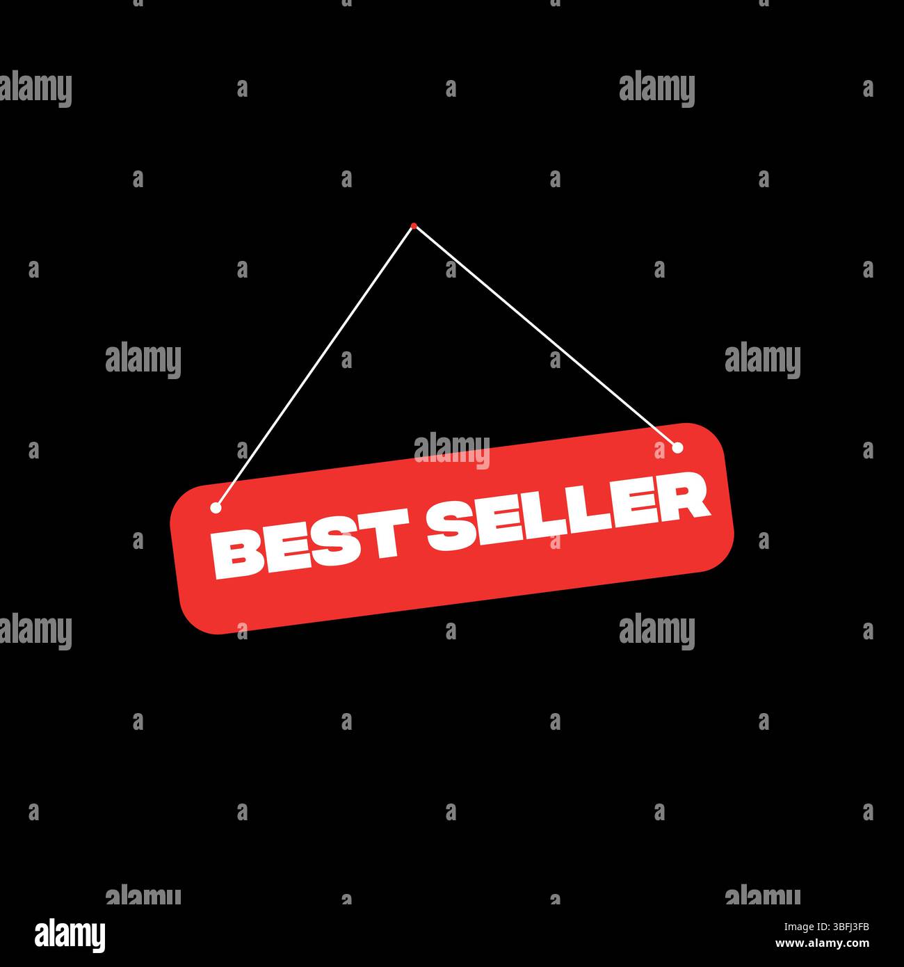 Best Seller Hanging Red Badge Vector | Promotional Tag Design on Black ...