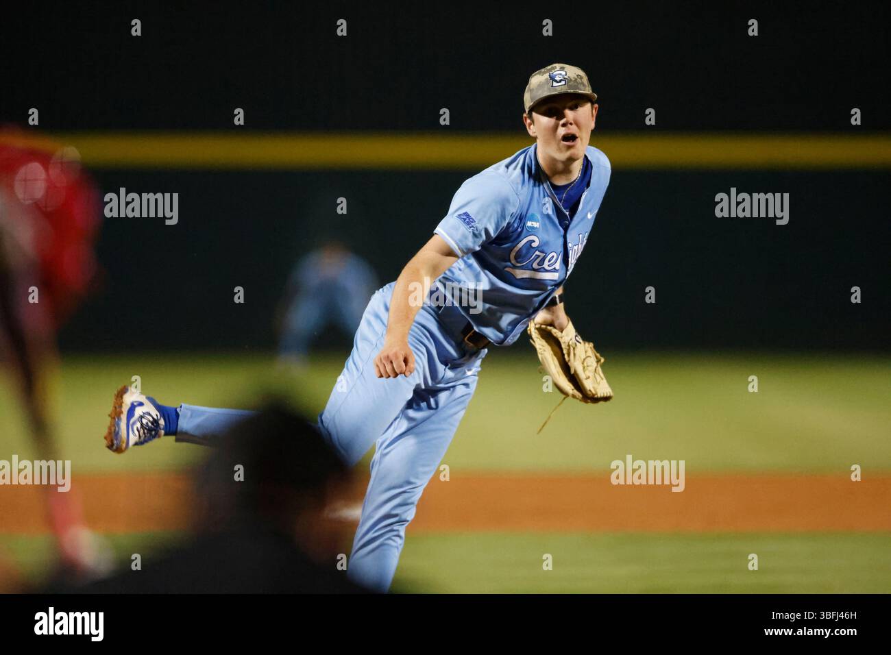 FAYETTEVILLE, AR - JUNE 01: Creighton Blue Jays pitcher James Burke (31 ...