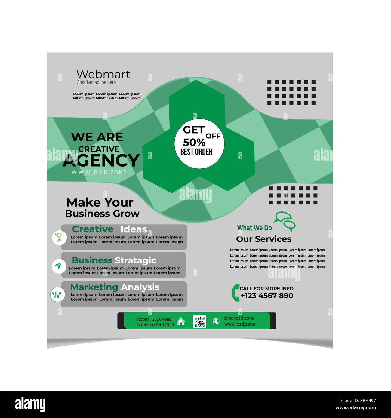 Modern Green Business Agency Flyer Design Template Stock Vector Image ...