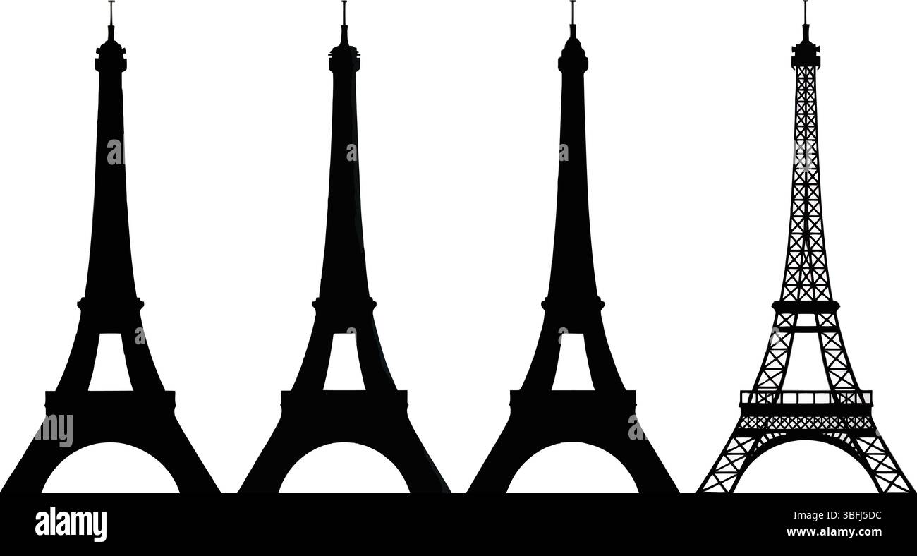 Three towers silhouettes in various sizes themed or architectural ...