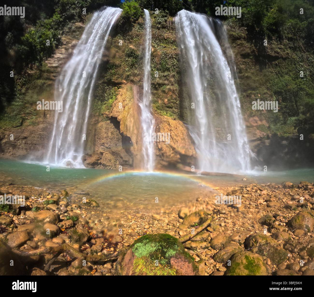 Tenaru Waterfall with rainbow, Panagiju Lodge, near Honiara ...
