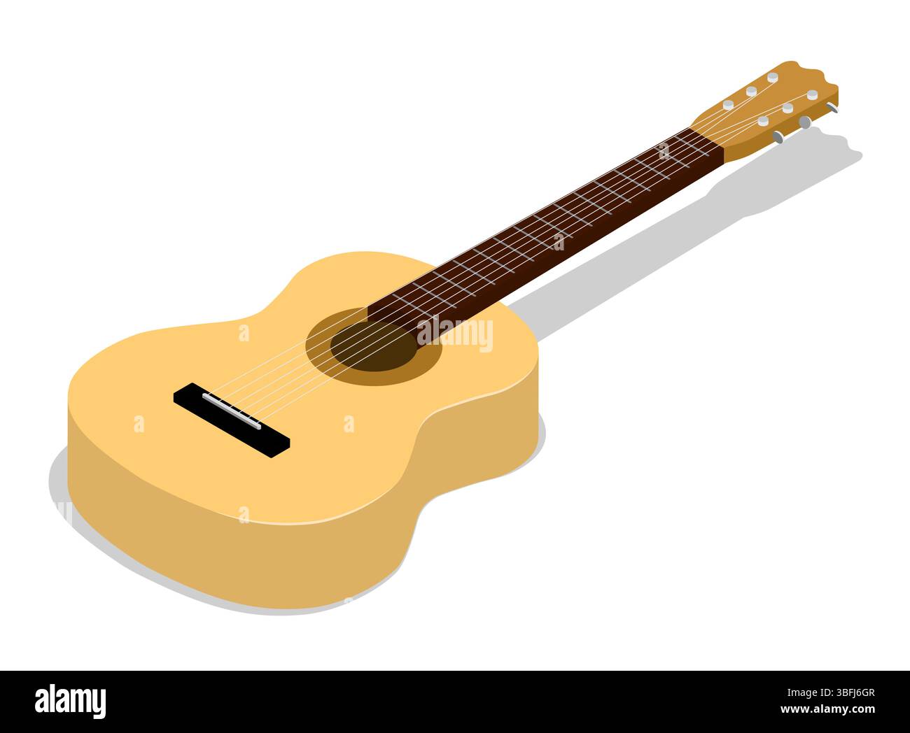 Isometric concert classical six string guitar top view. Guitarist ...