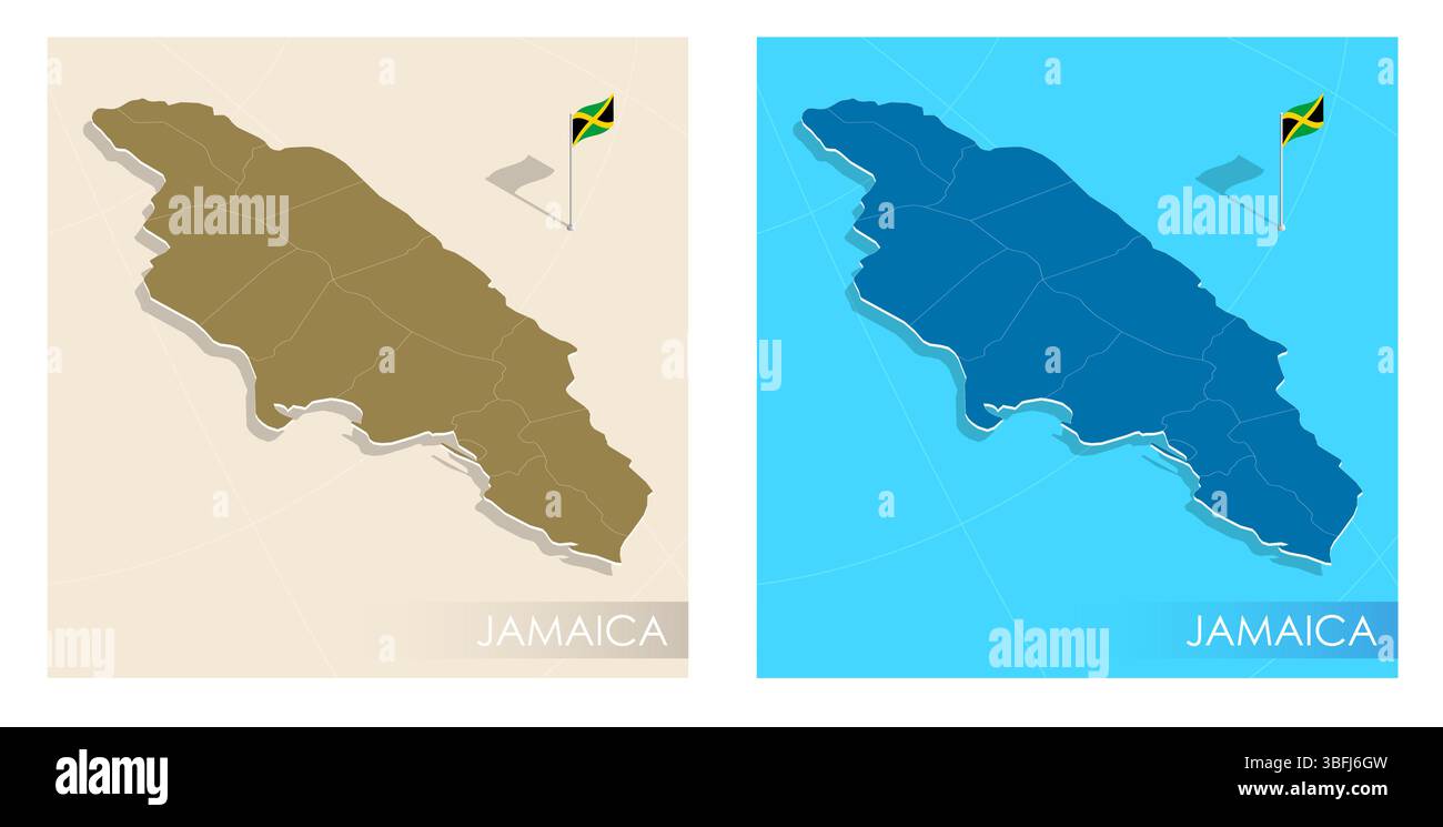 Jamaica country flag installed on geographic positioning map point of ...