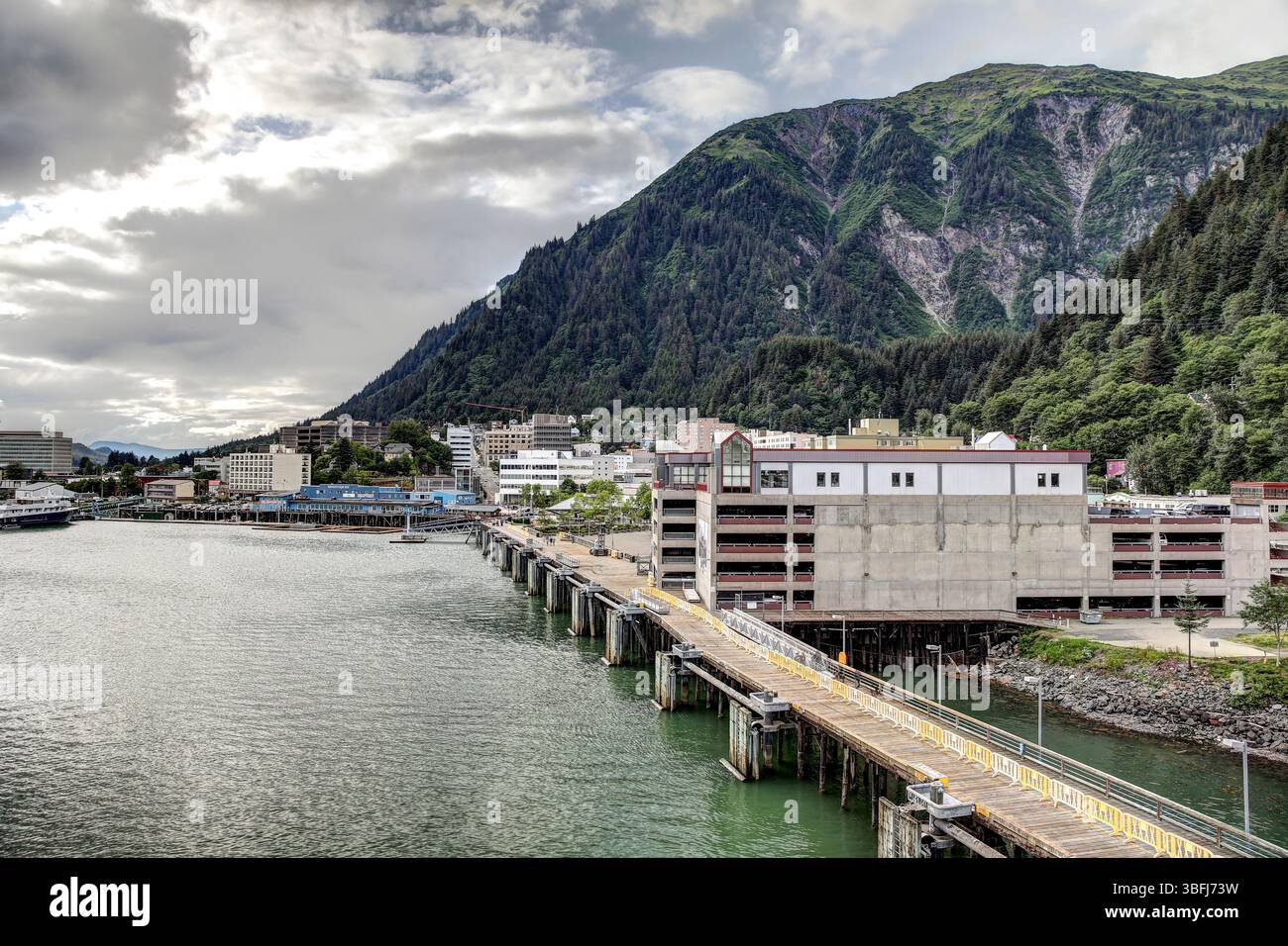 Views of Juneau Alaska from the harbour and above from the tram Stock ...