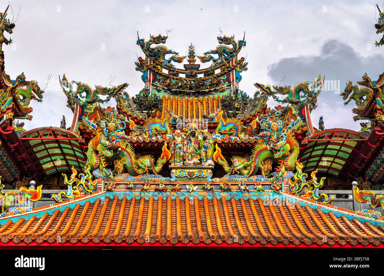 Juifen, Taiwan - April 12, 2025: Richly decorated Shengming Temple in ...
