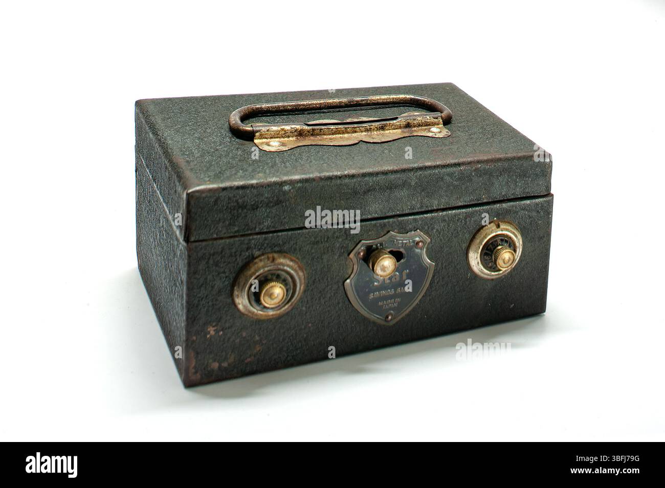 Vintage Iron Rare Tricky Number Combination System Lock Tin Money Bank ...