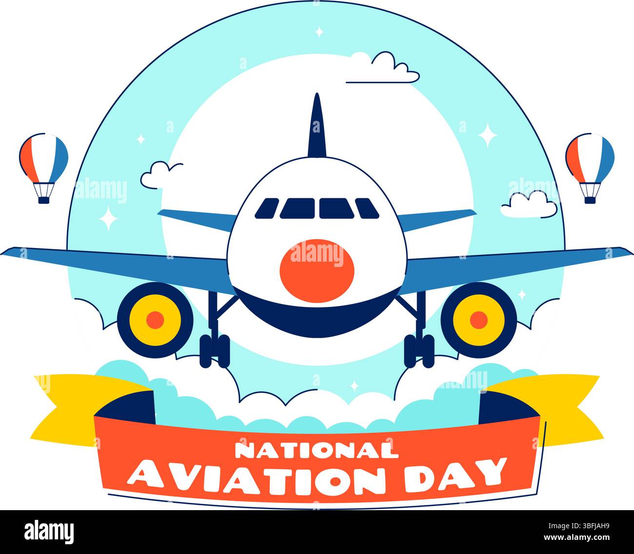 National Aviation Day Vector Illustration with an Airplane and Sky Blue ...
