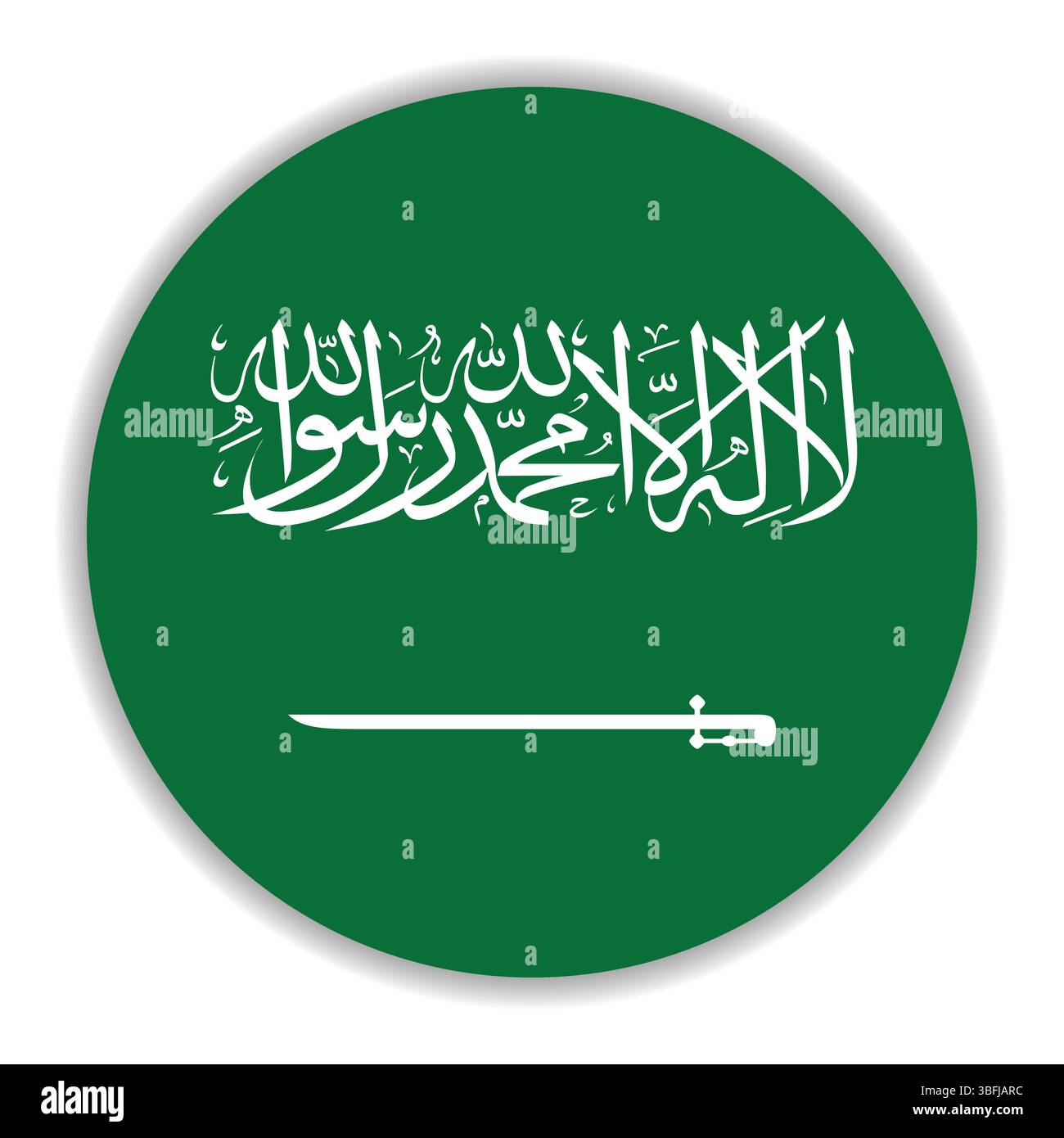 Flag of Saudi Arabia. Grey edge. Saudi Arabia circle flag logo icon ...