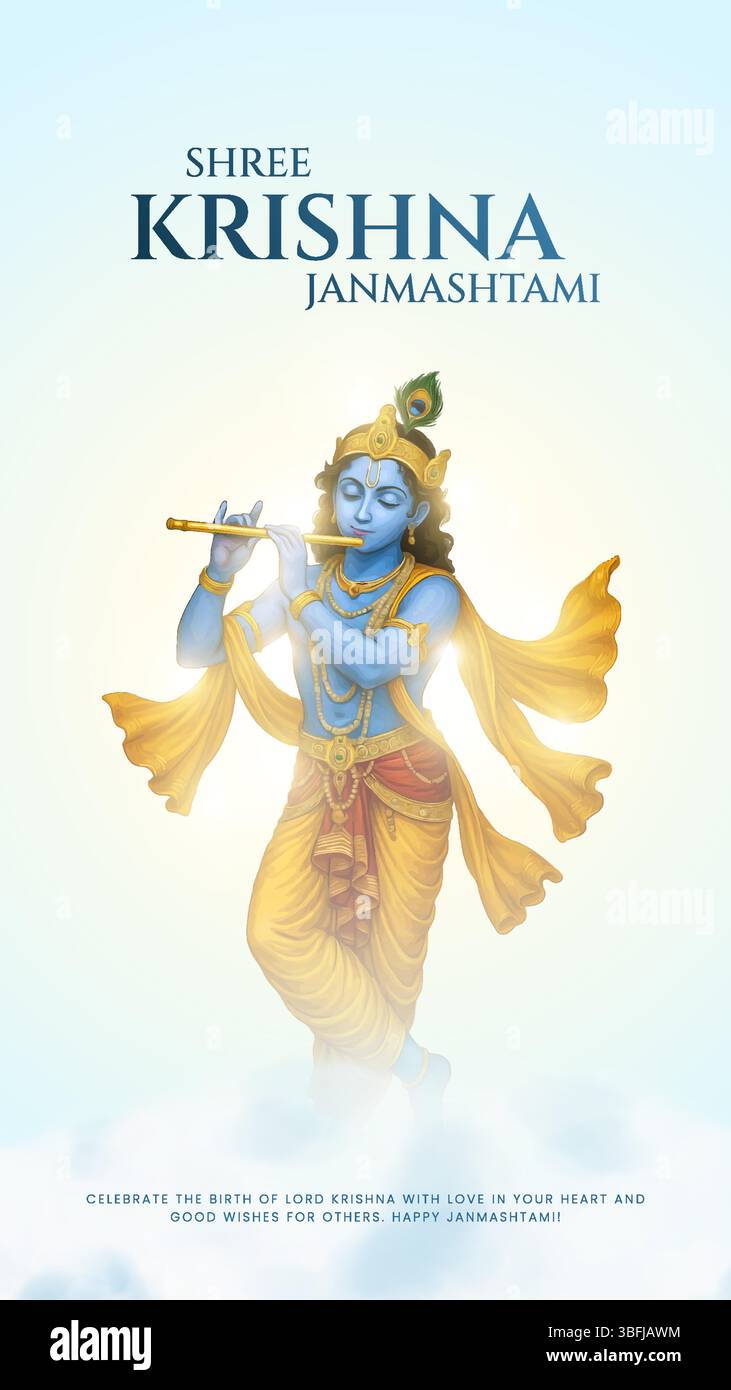 Happy Janmashtami With colorfull abstract Background Vector ...