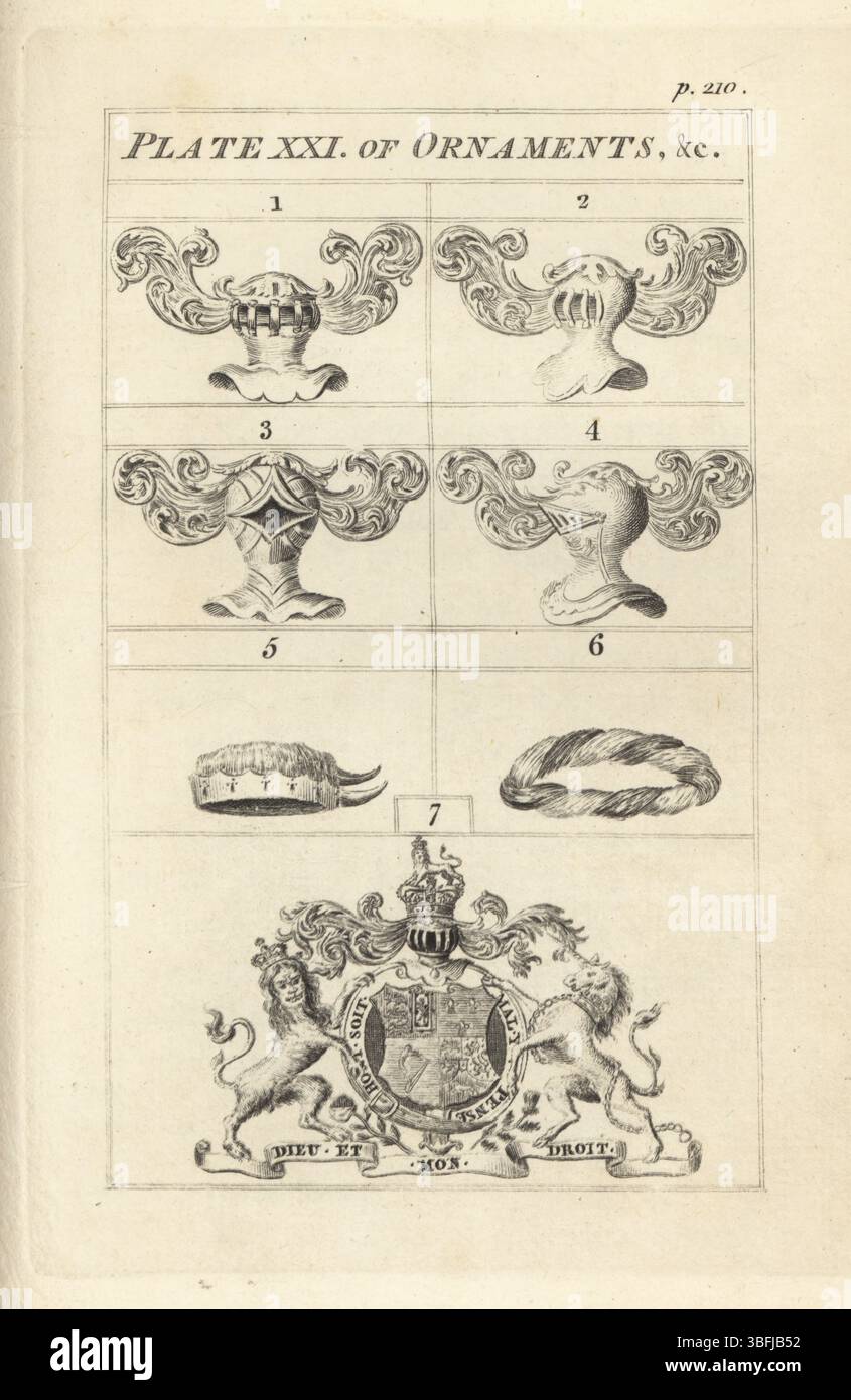 Different types of helmets in heraldry. Open-faced and grated helmets ...