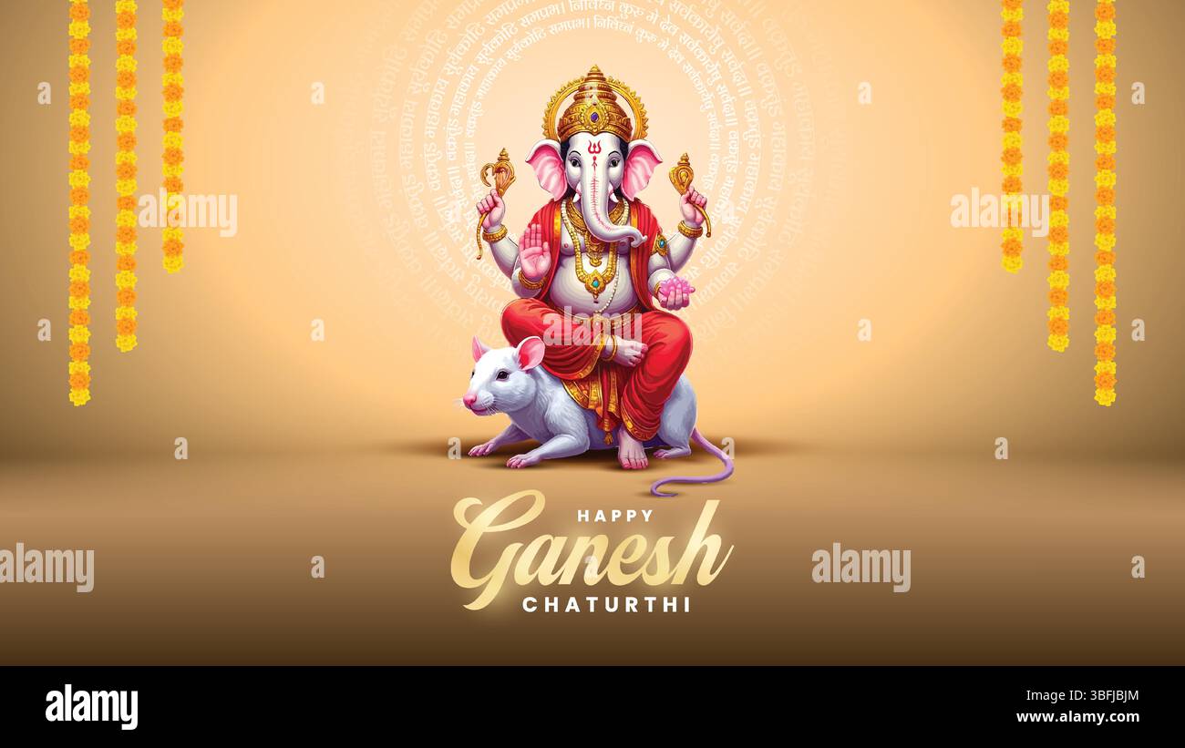 Lord Ganpati on Ganesh Chaturthi background. abstract vector ...